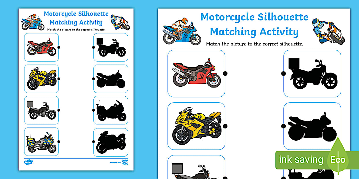 Motorcycle Silhouette Matching Activity (teacher made)