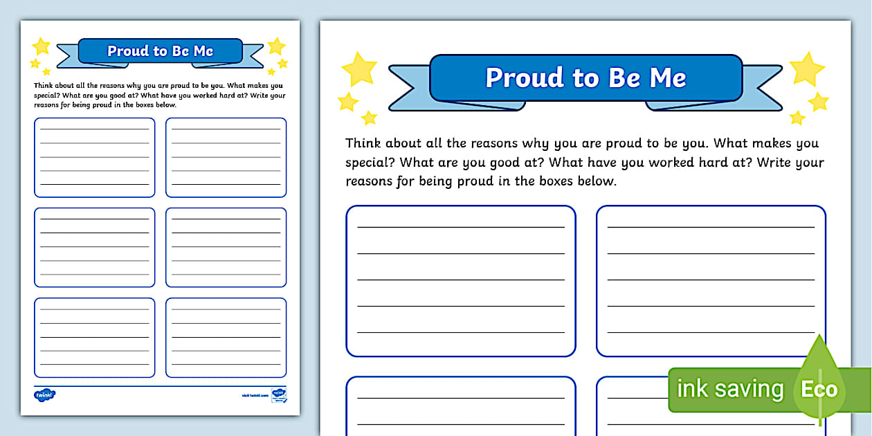 Proud to Be Me Activity Sheet (teacher made) - Twinkl