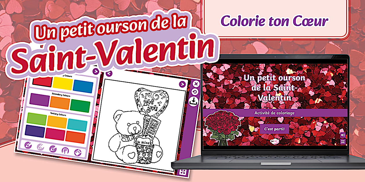 * NEW * Jeu coloriage interactif : Un petit ourson de la Saint-Valentin