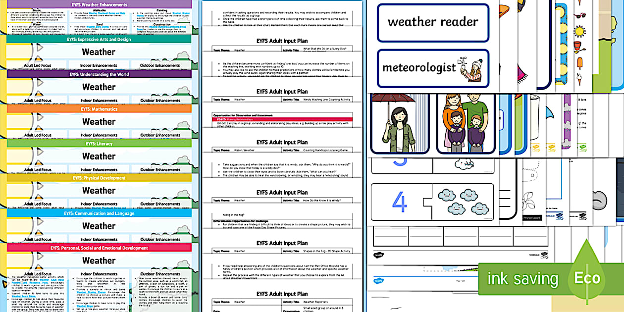 EYFS Weather Lesson Plan Enhancement Ideas and Resources Pack