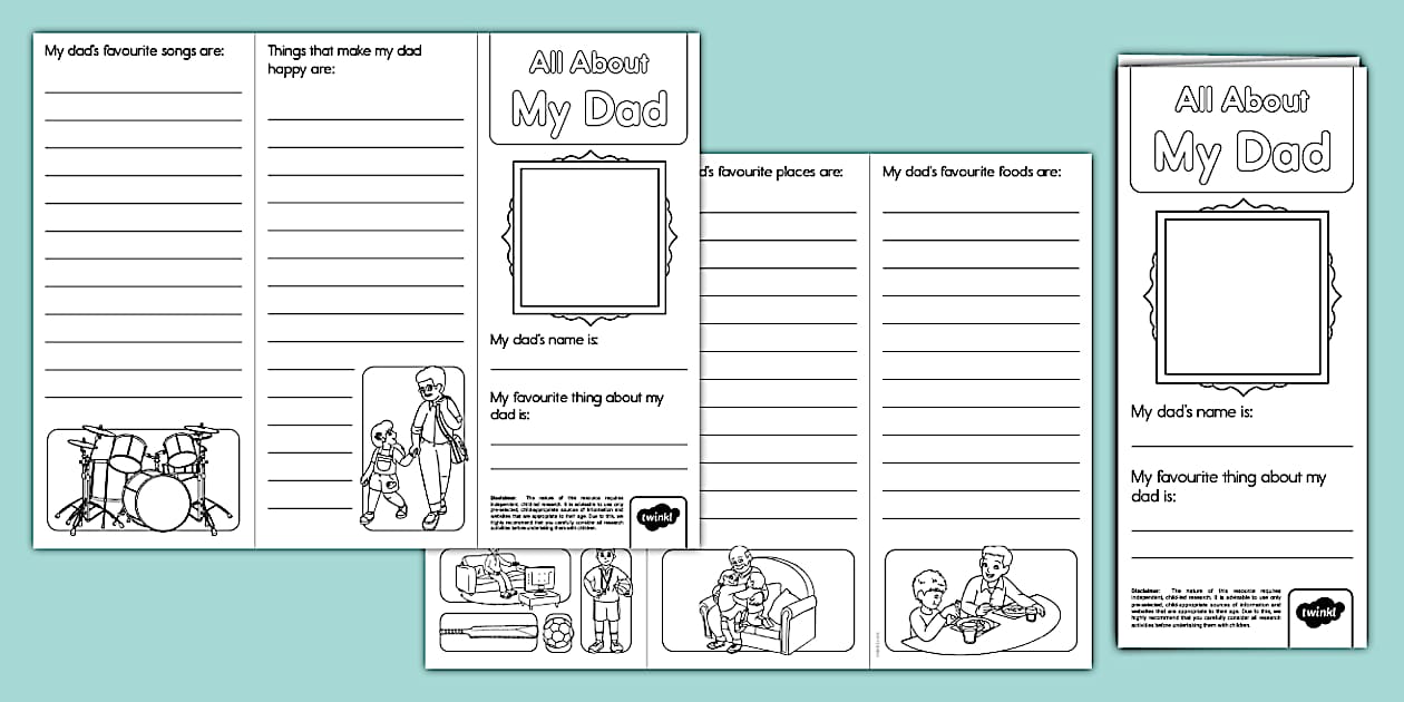All About My Dad Leaflet Template (teacher made) - Twinkl