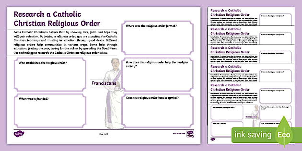 Catholic Religious Orders Research Activity (teacher made)