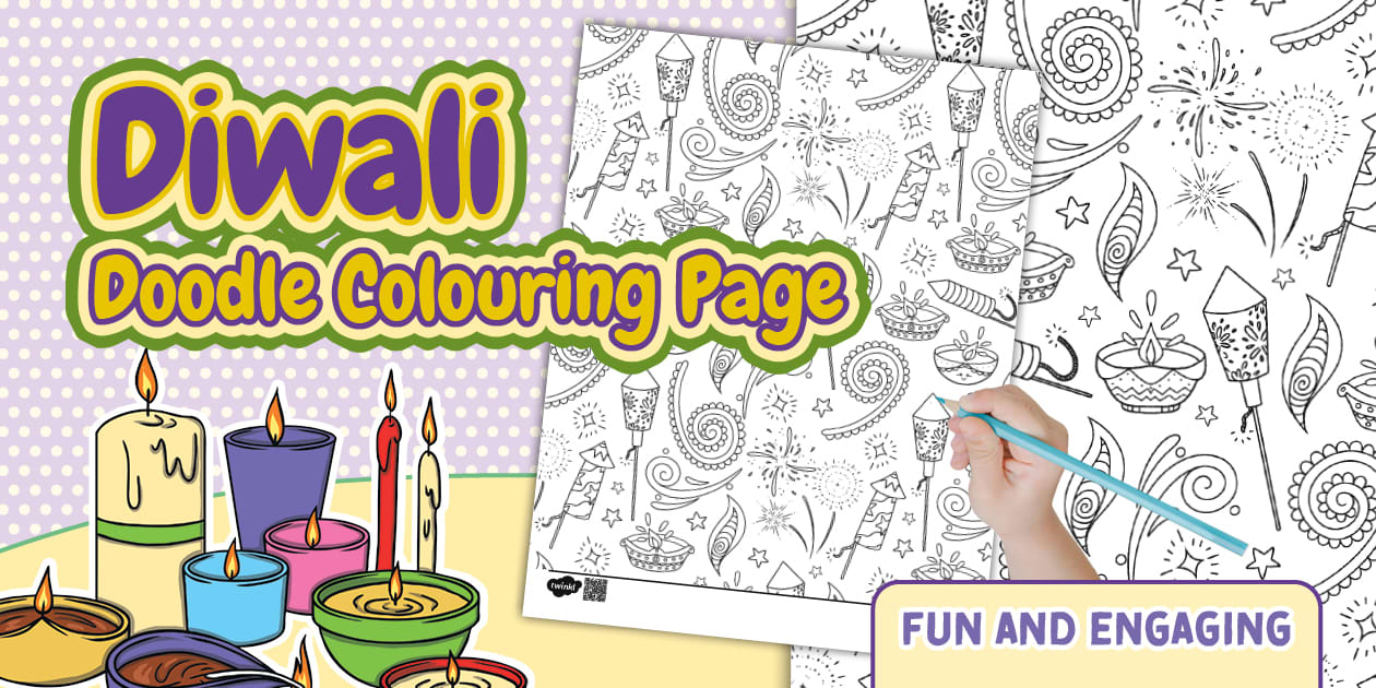 Diwali Doodle Colouring Page
