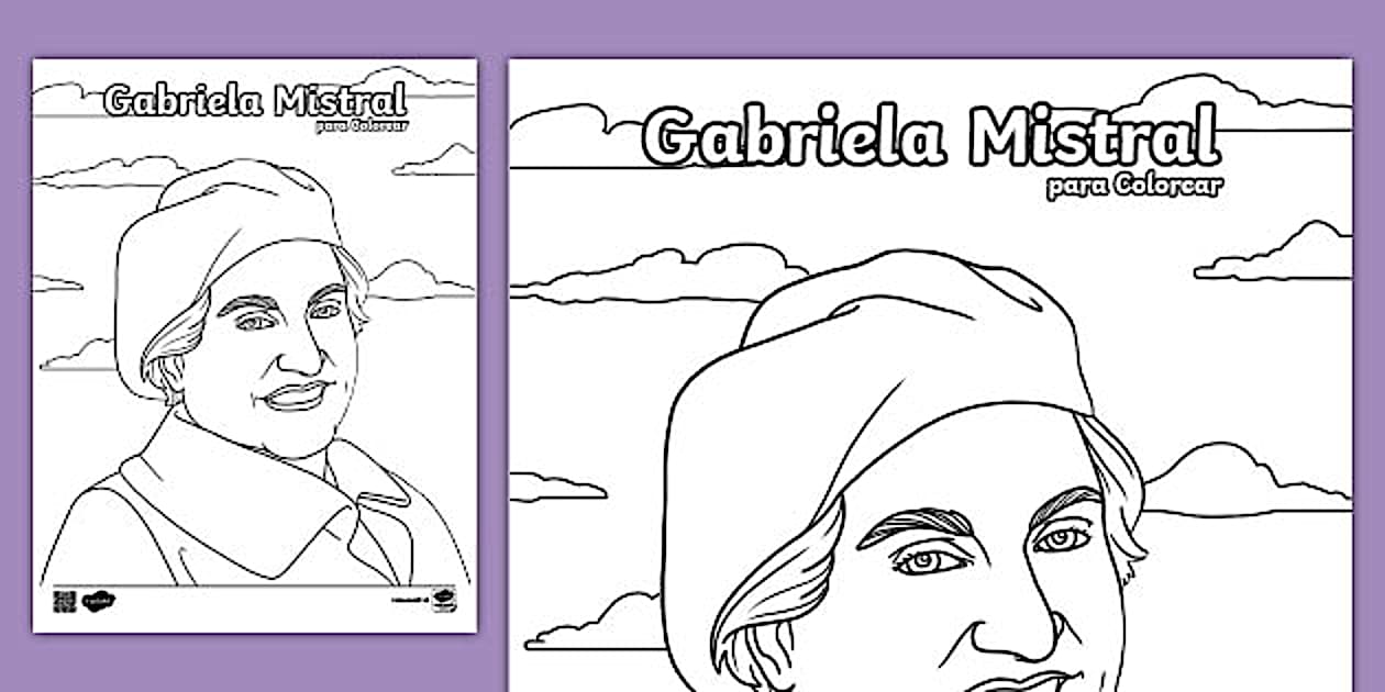Actividad sobre Gabriela Mistral: dibujo para colorear