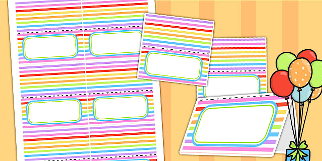 Editable Rainbow Themed Birthday Party Place Names - Twinkl