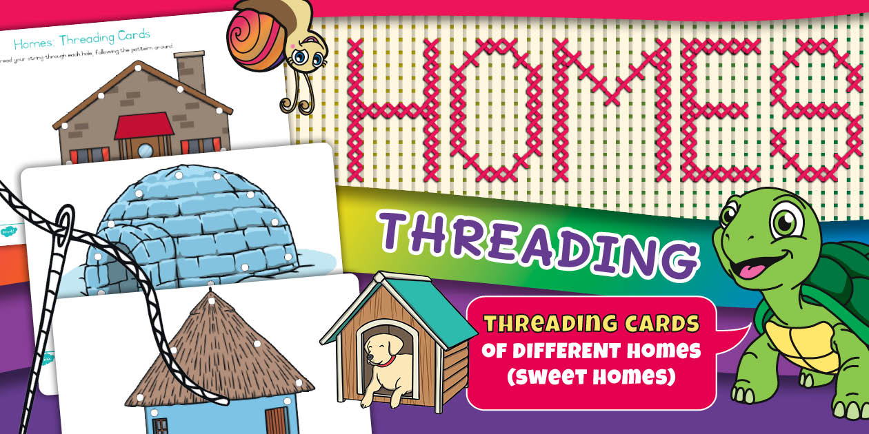 Preschool: Homes - Threading Cards