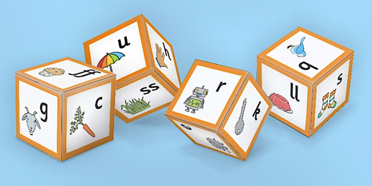 Phase 2 Phoneme Sounds with Images Dice Nets (teacher made)