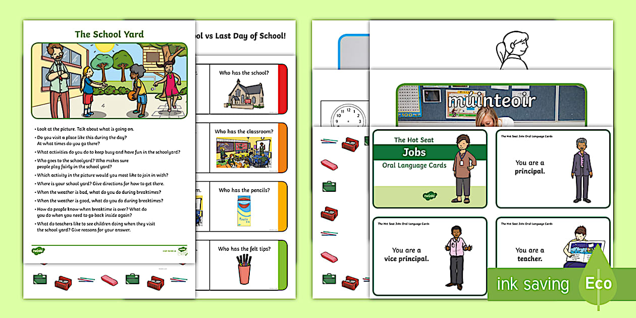 'At School' Language Activity Pack English/Gaeilge - Twinkl