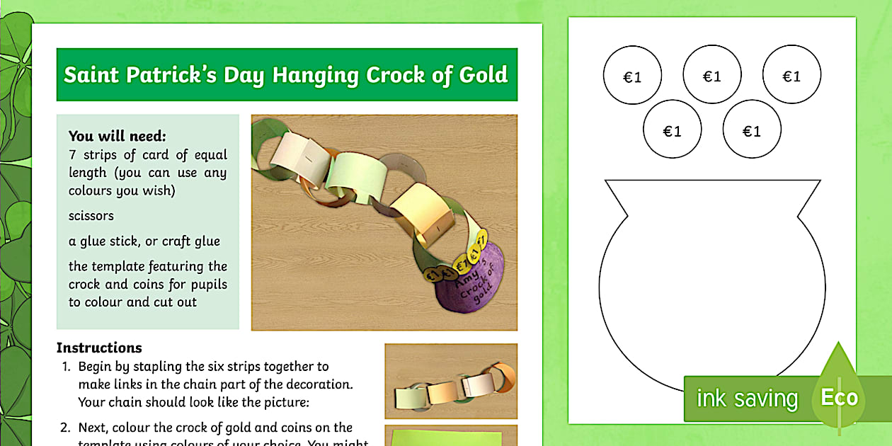 Saint Patrick's Day Hanging Crock of Gold Craft Instructions