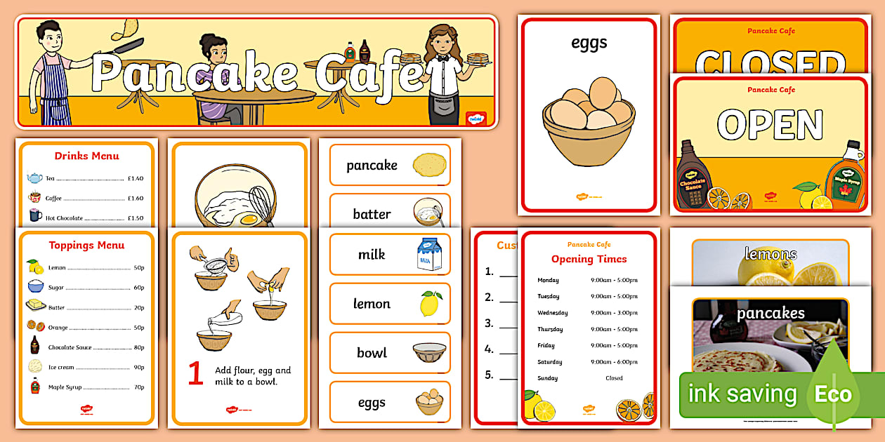 Editable Pancake Cafe Role-Play Pack (teacher made) - Twinkl