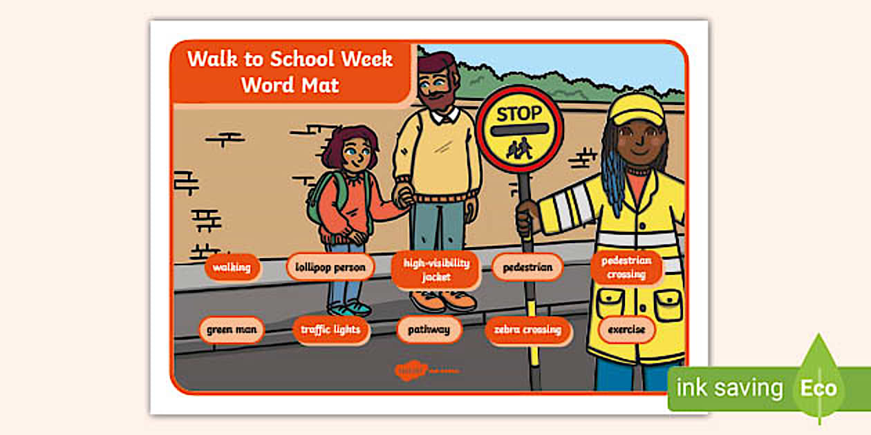 Walk to School Week Word Mat (teacher made) - Twinkl