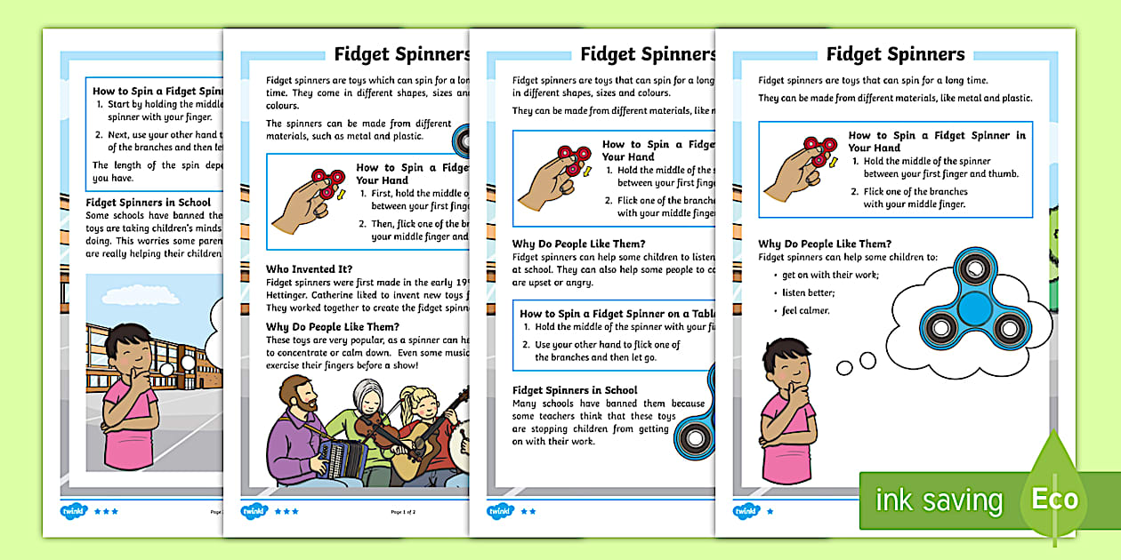 Editable KS1 Fidget Spinners Differentiated Fact File