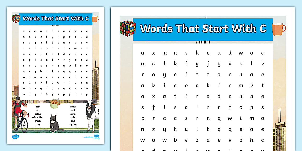 C Beginning Words Word Search (teacher made) - Twinkl