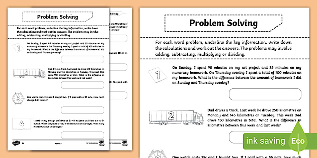 Addition and Subtraction Word Problems PDF Worksheets