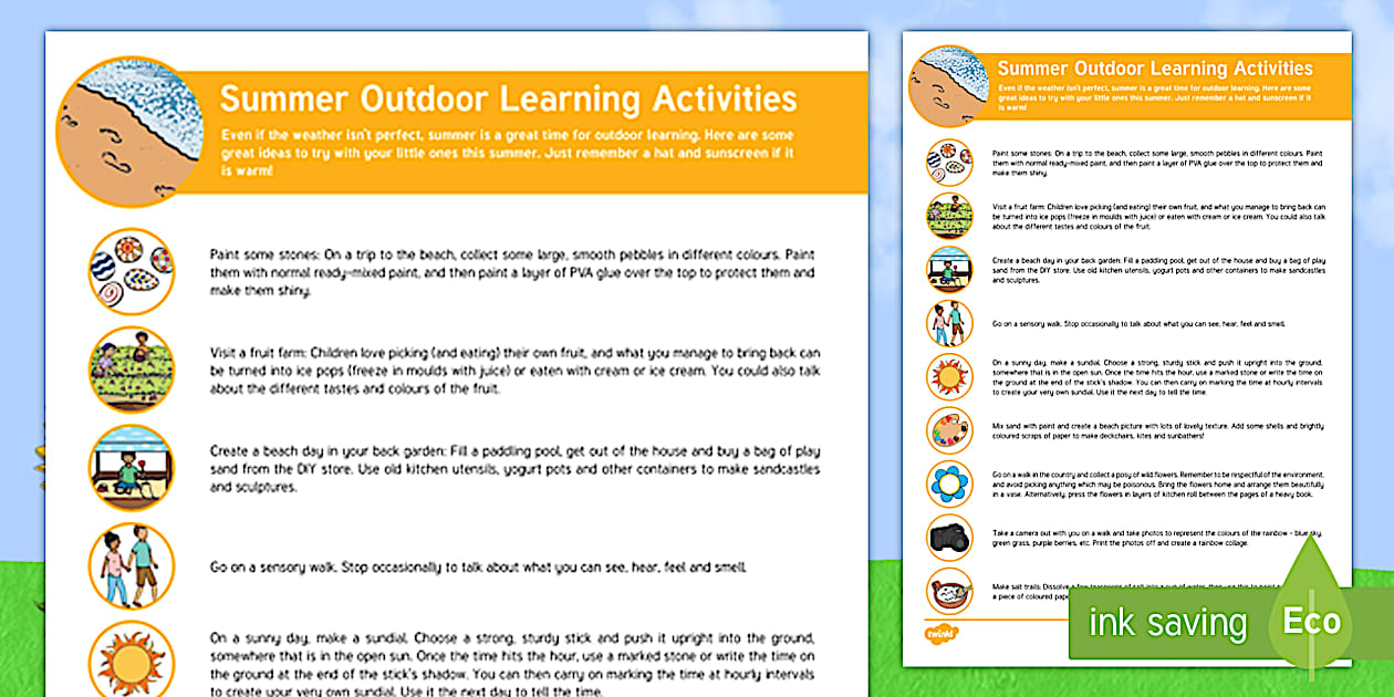 Summer Outdoor Activities | Information Sheet | Twinkl
