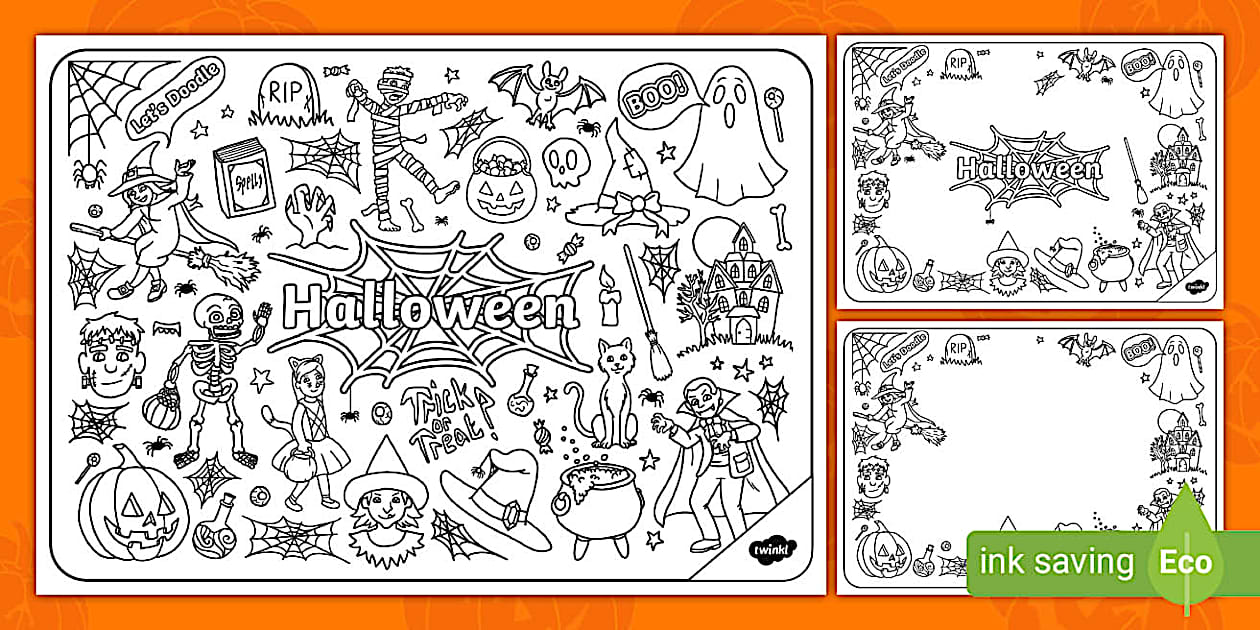 Let's Doodle About Halloween Colouring Pages (teacher made)