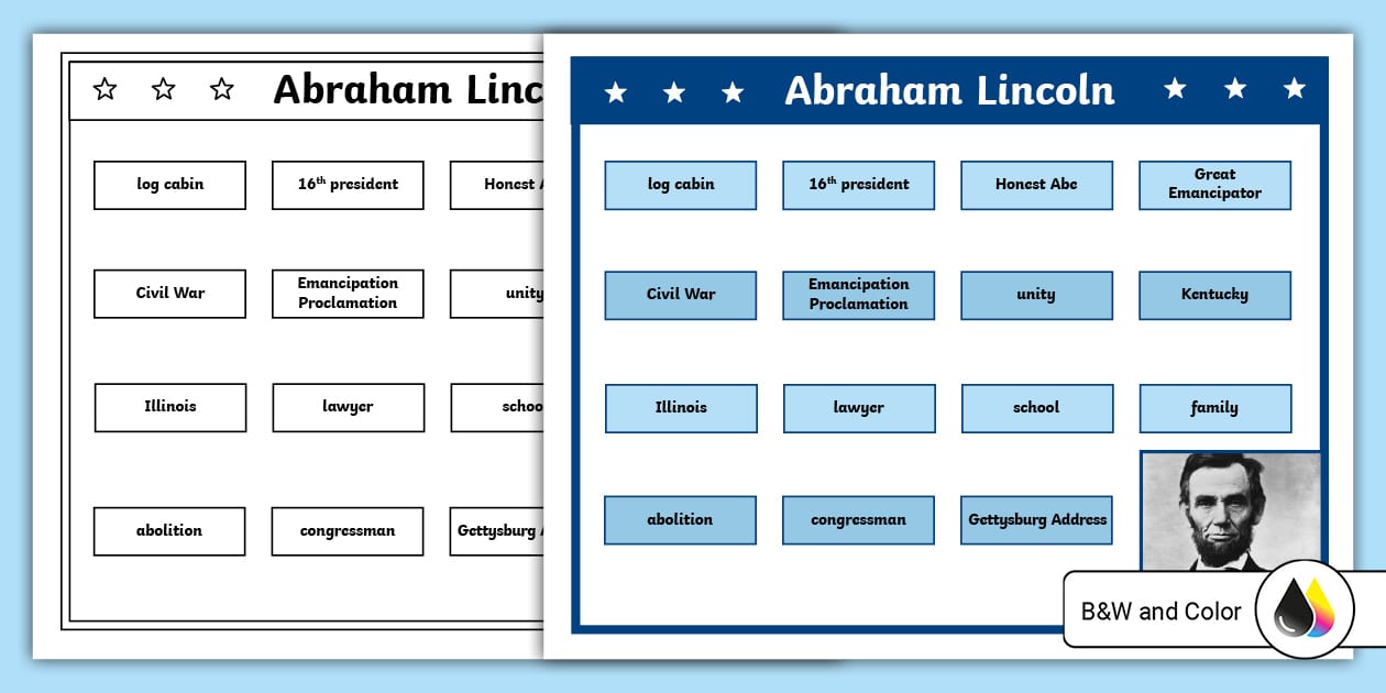 Abraham Lincoln Vocabulary Mat for 3rd-5th Grade - Twinkl