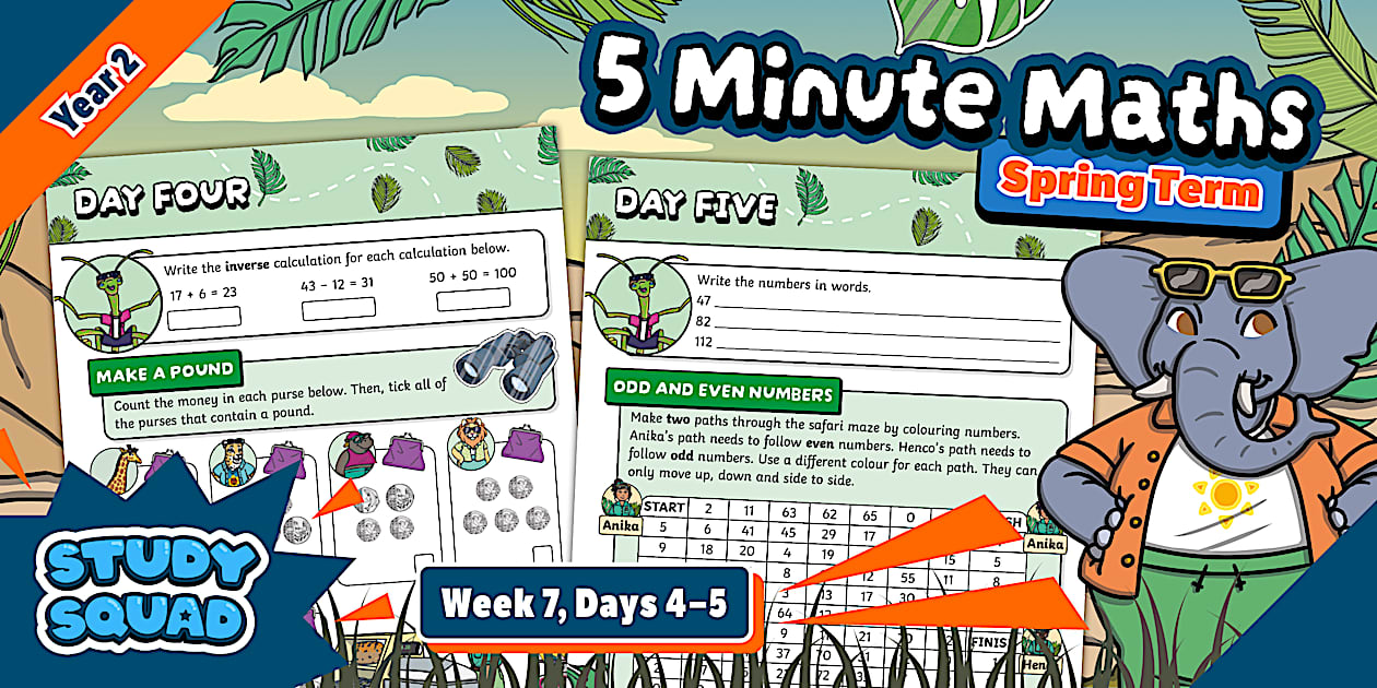 👉 Study Squad 5 Minute Maths - Year 2 Spring - Week 7 Days 4-5