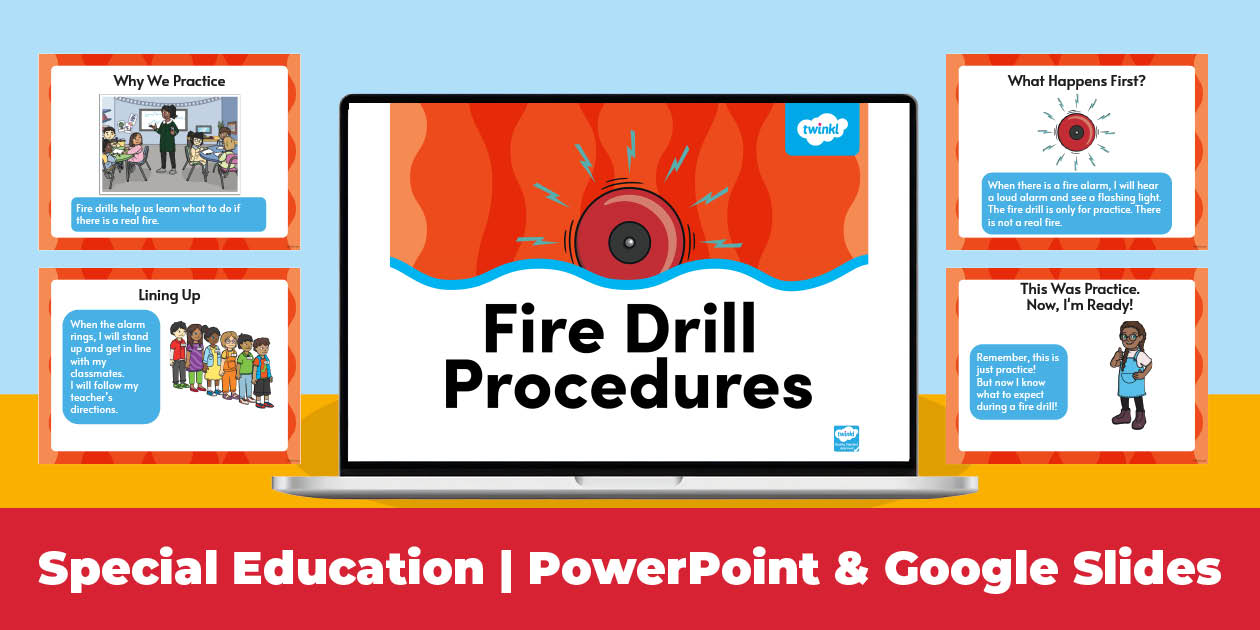 Fire Drill Social Story and Procedures PowerPoint & Google Slides
