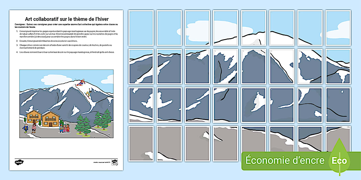 Art collaboratif sur le thème de l'hiver (teacher made)