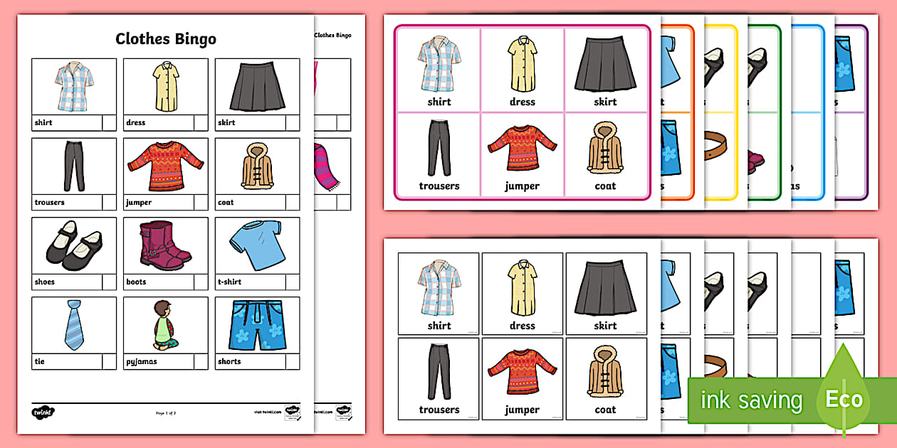 Editable KS1 Clothes-Themed Bingo (teacher made) - Twinkl