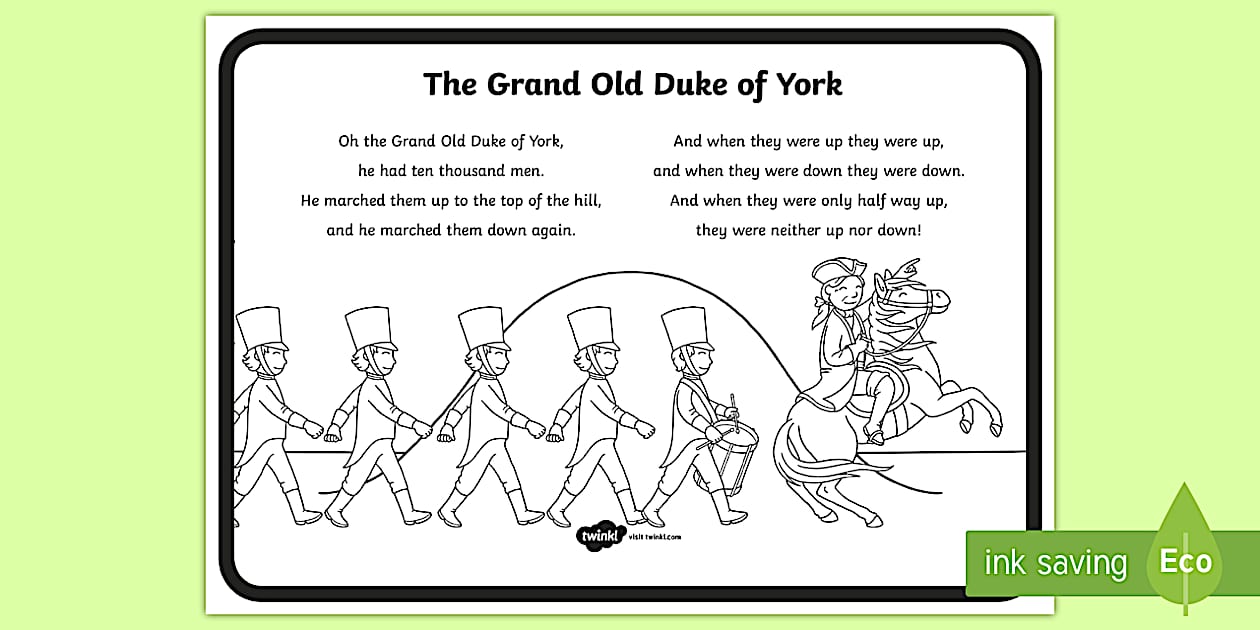 Cursive The Duke of York Colouring Sheet (teacher made)