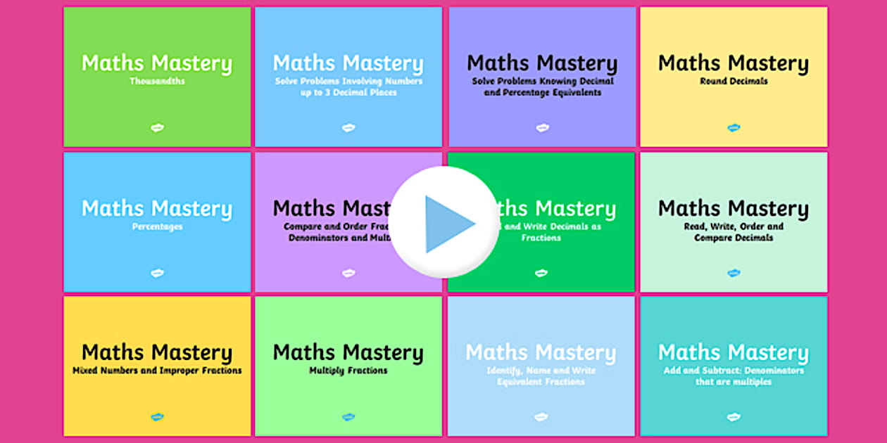 Year 5 Fractions and Decimals Maths Mastery Activities Resource Pack