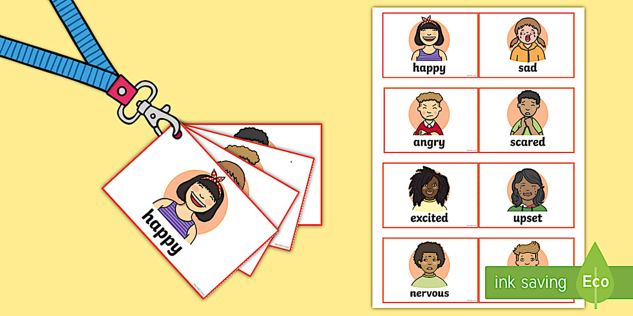 Lanyard-Sized Feelings Check In Cards - Twinkl