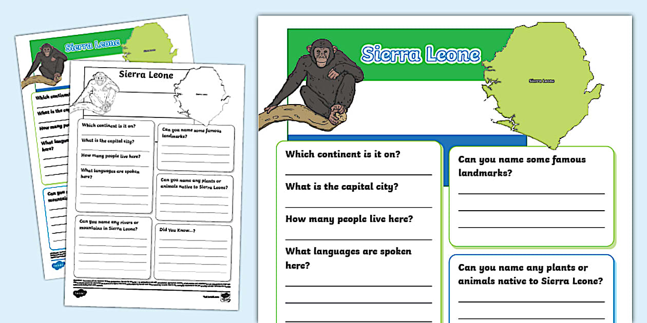 Sierra Leone Fact File Template (teacher made) - Twinkl
