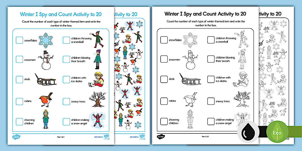 Winter I Spy and Count to 20 Activity - Twinkl