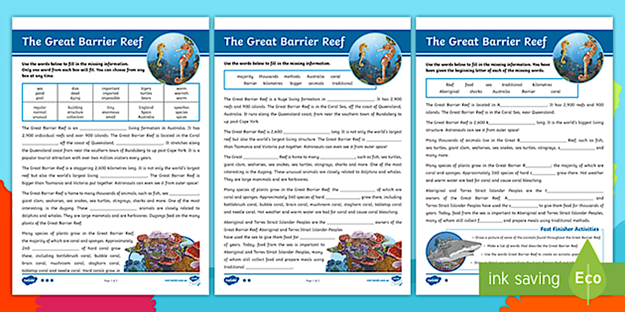 Comprehension Cloze Examples | Primary | Teacher-Made