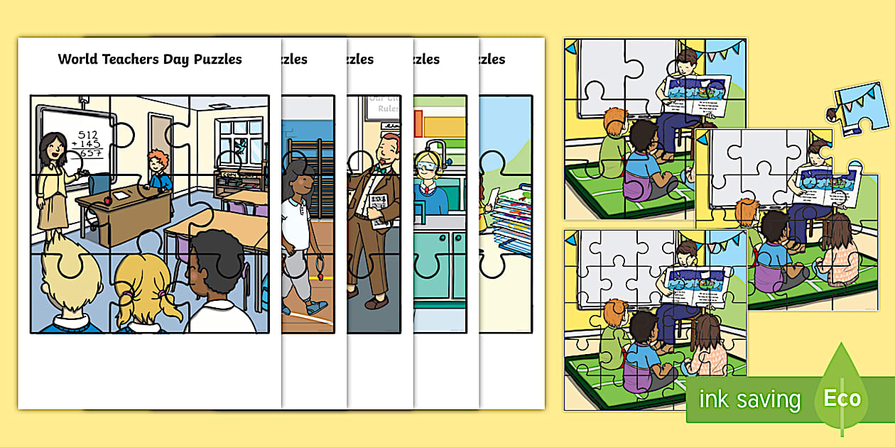 Lower Ability World Teachers' Day Puzzles - Twinkl