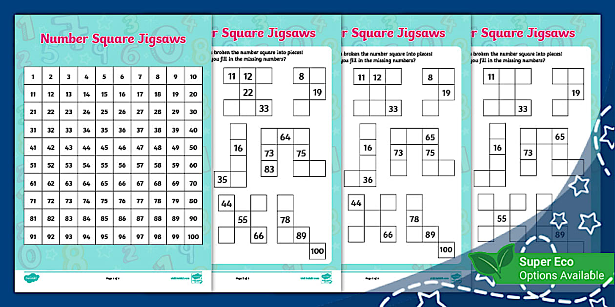 Number Square Jigsaws Worksheets (teacher made) - Twinkl
