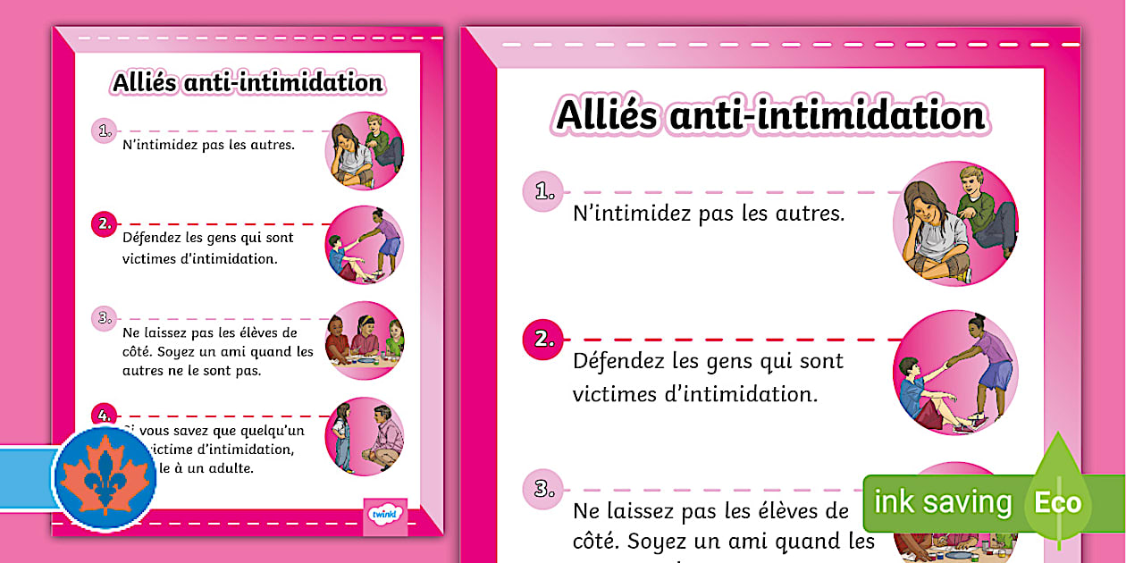 Pink Shirt Day Being an Anti-Bullying Ally Poster French