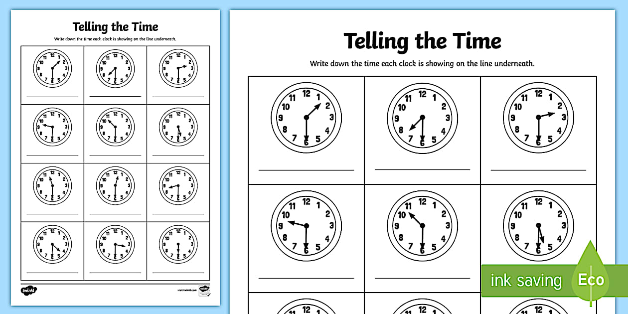 Half Past Worksheet - F-2 - Maths (teacher made) - Twinkl