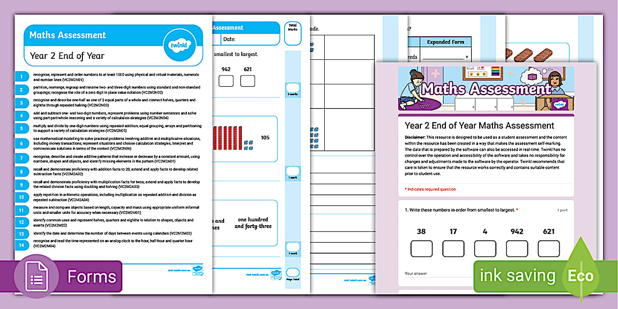 Year 2 Maths Assessment {Victorian Curriculum} - Twinkl