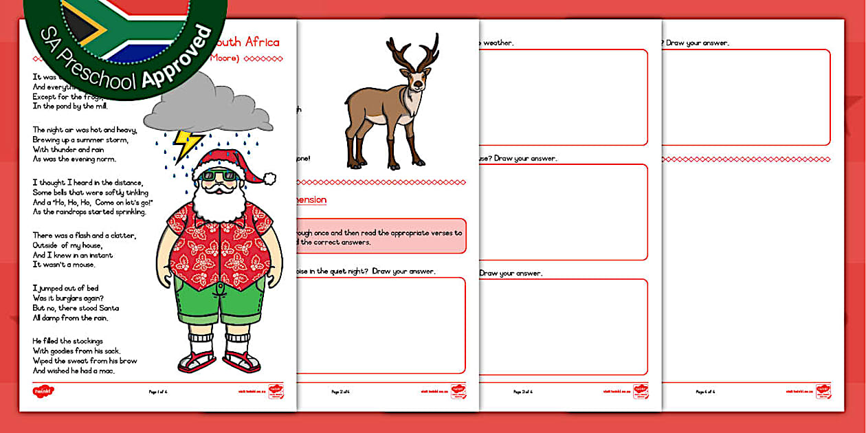 The Night Before Christmas in South Africa Comprehensions