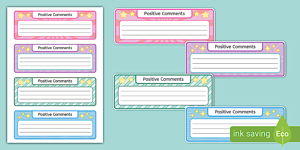 Positive Comment Labels (Teacher-Made) - Twinkl
