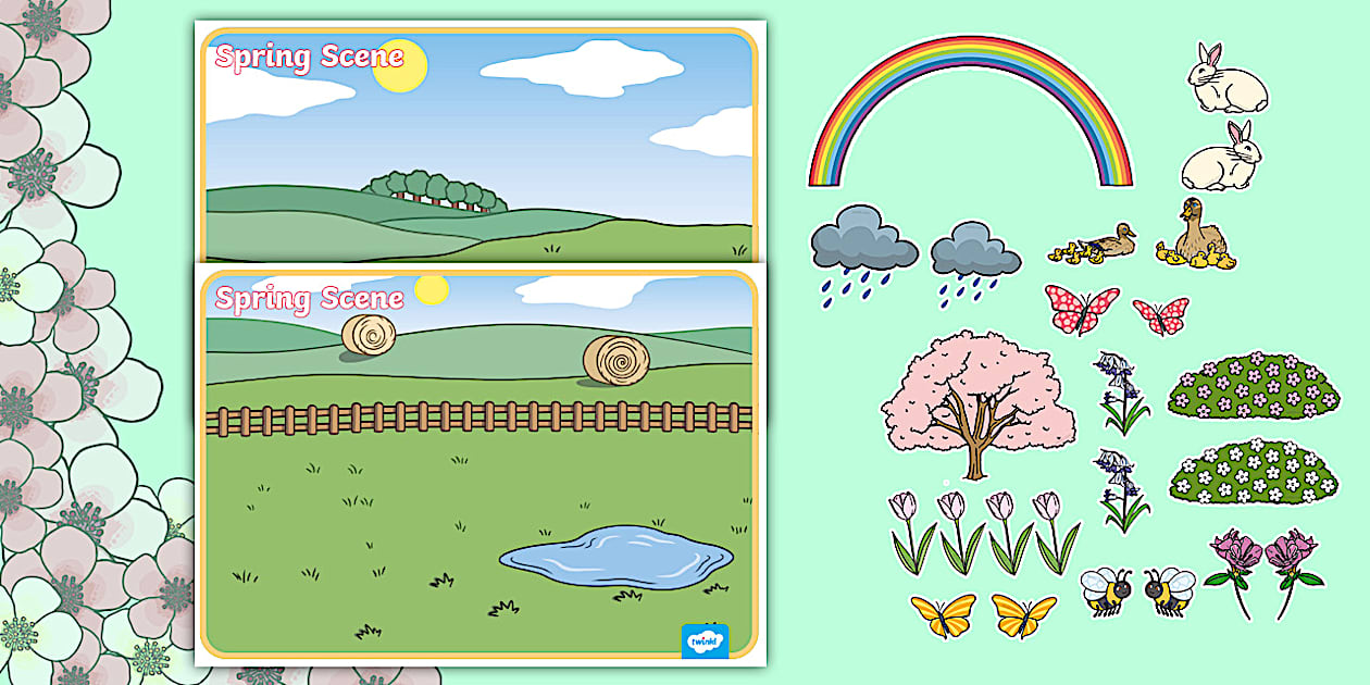 KS1 Science Spring Scene Cut and Stick Picture - Twinkl