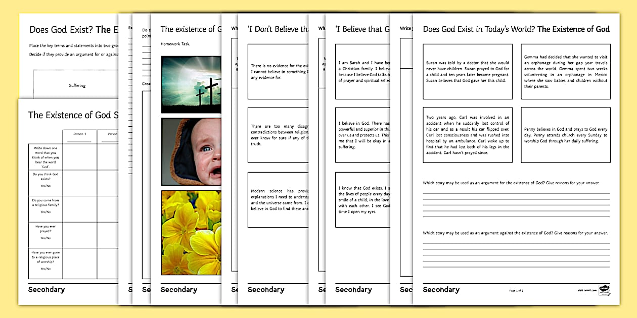 The Existence of God Worksheets (Teacher-Made) - Twinkl