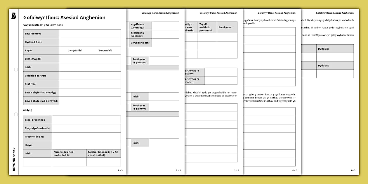 Gofalwyr Ifanc: Asesiad Anghenion (teacher made) - Twinkl