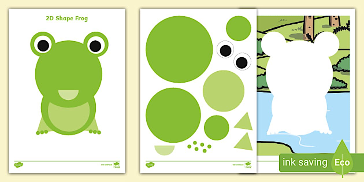 2D Shape Frog Cutting Skills Worksheets - Twinkl