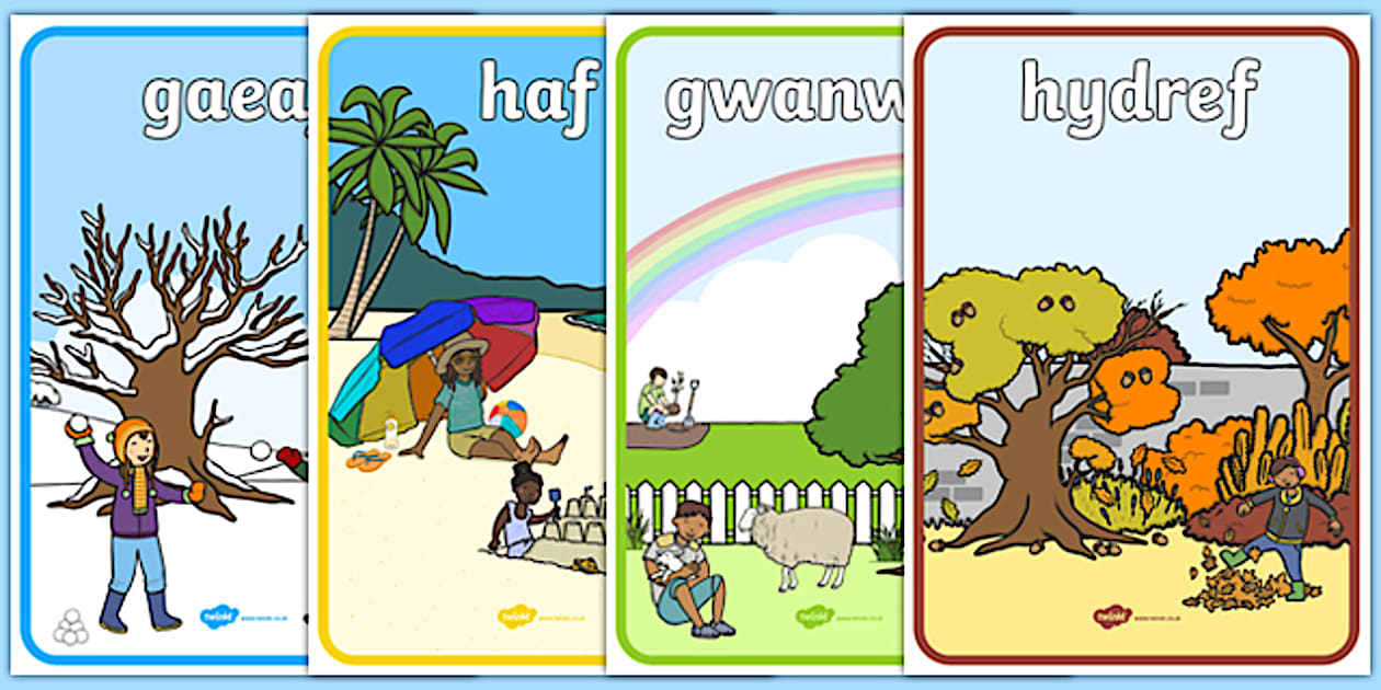 Seasons in Welsh Display Posters | Teacher-made by Twinkl