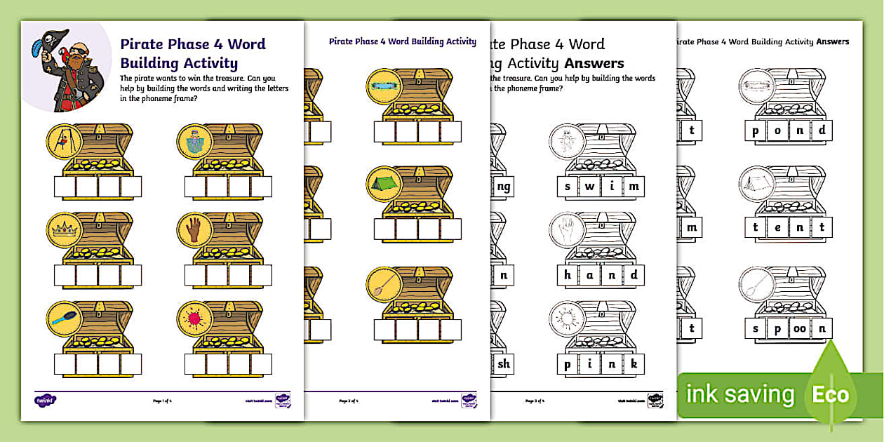 Phase 4 CVCC and CCVC Pirate Themed Activity - Twinkl