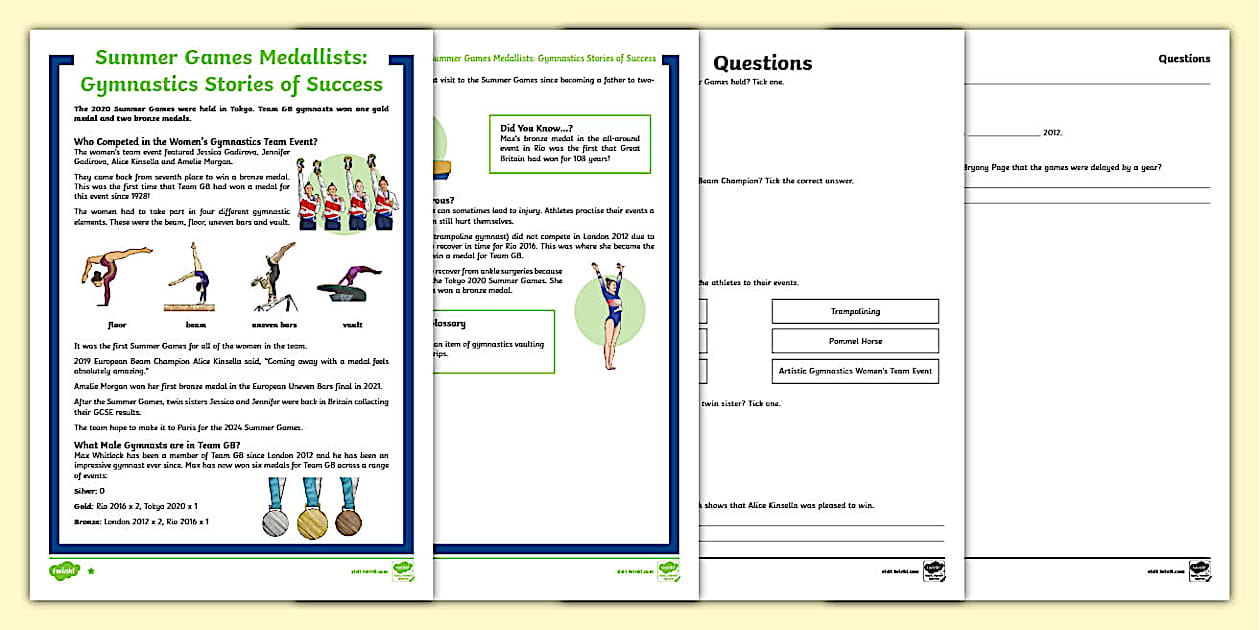 Summer Games Medallists: Gymnastics Stories of Success LKS2 Differentiated