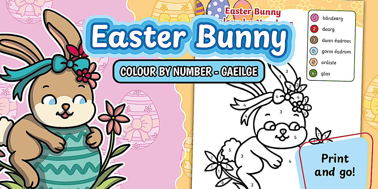 Easter Bunny Colour by Number - Gaeilge