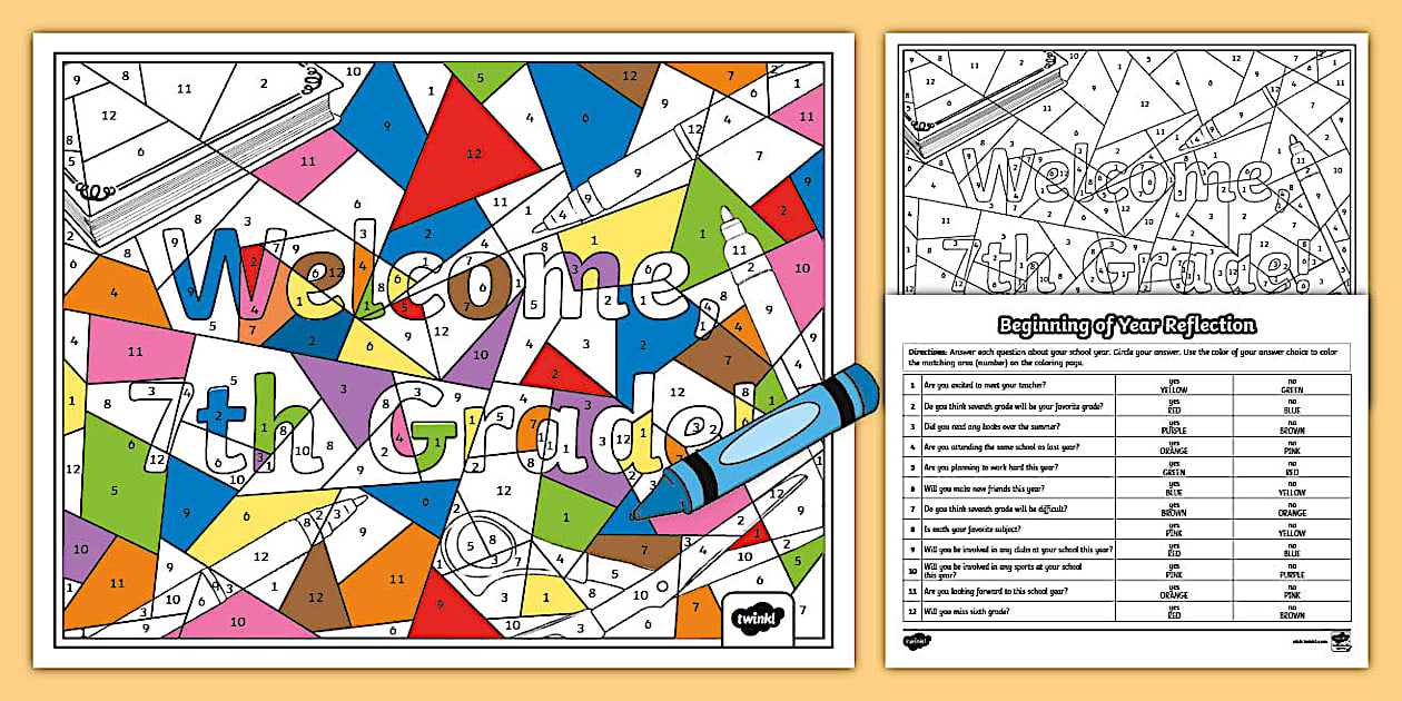 Seventh Grade Beginning of the Year Get to Know You Color by Answer ...