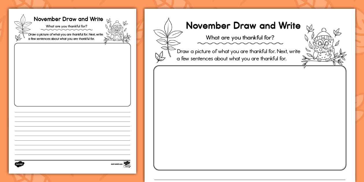 November Draw and Write Prompt for K-2nd Grade - Twinkl