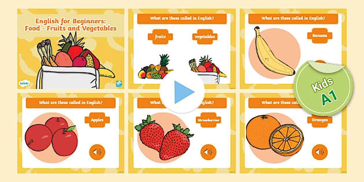 ESL English for Beginners: Fruits and Vegetables [Kids, A1]