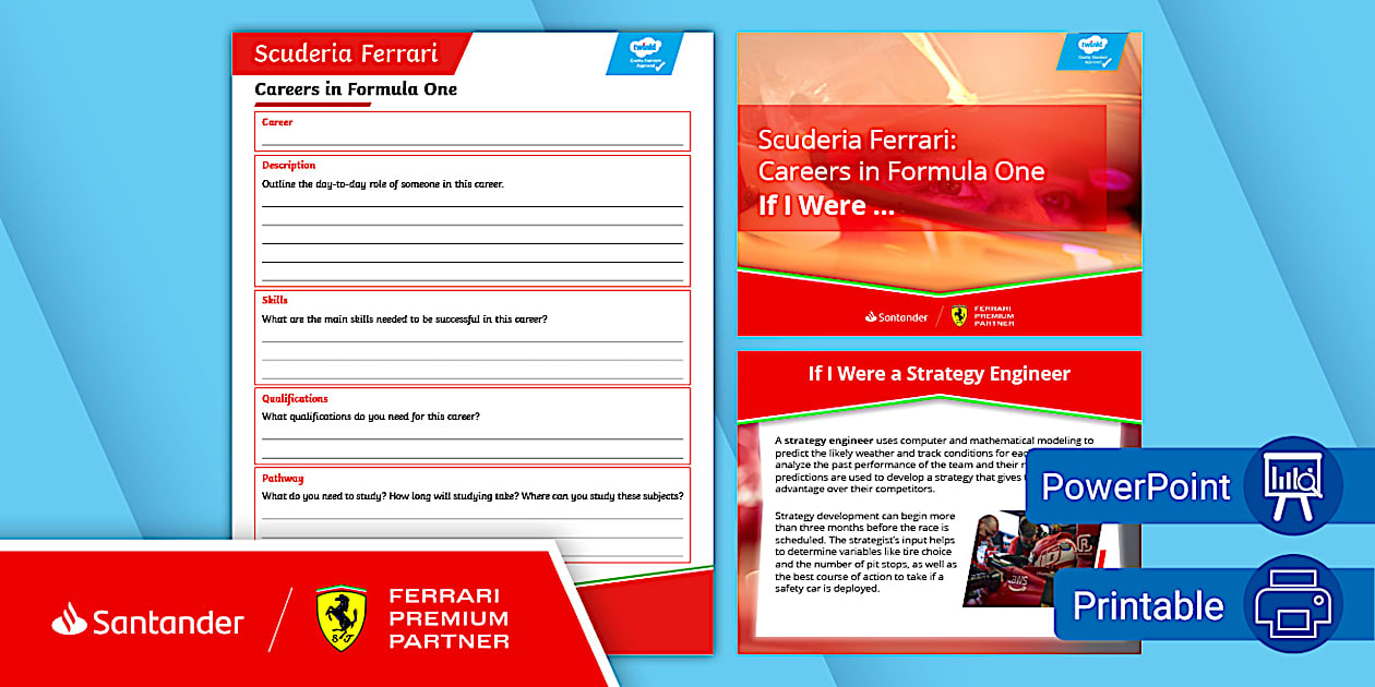 FREE! - Scuderia Ferrari F1: Formula One Careers Information Pack for ...